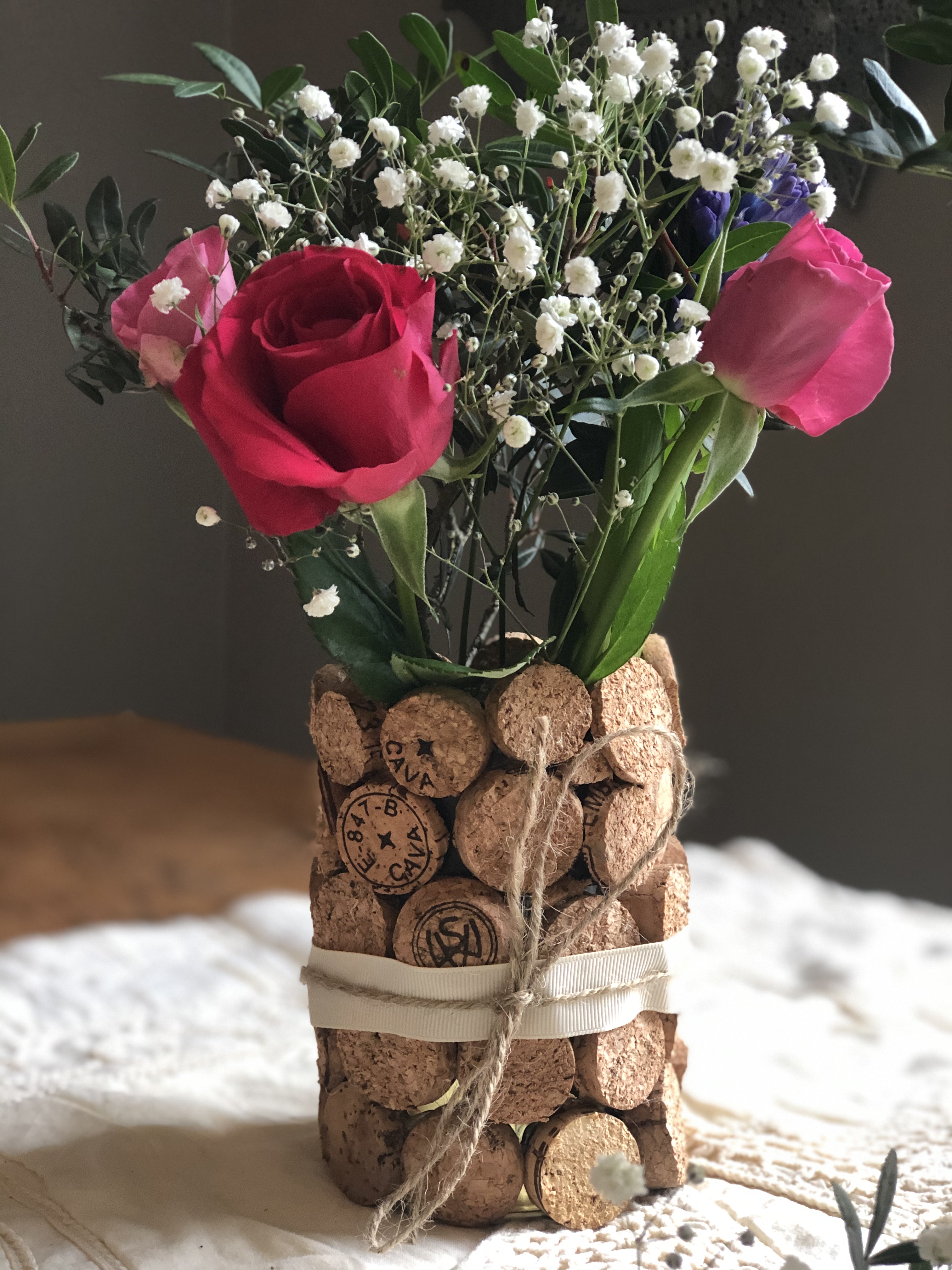 DIY Wedding Centrepieces made from Upcycled Corks