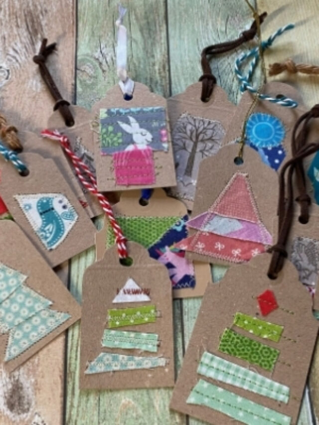 DIY Christmas Gift Tags from Cardboard & Scrap Fabric Story - Upcycle ...
